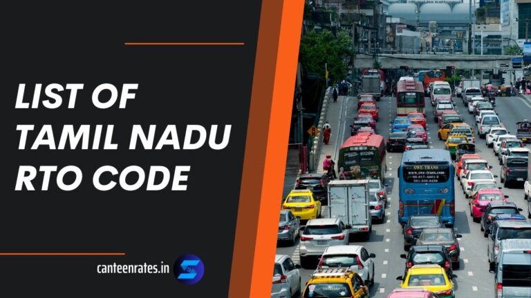 Tamil Nadu RTO Vehicle Registration Code List 2025 - Canteen Rates 2026