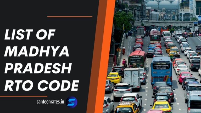 Madhya Pradesh RTO Vehicle Registration Code List 2026 - Canteen Rates 2026