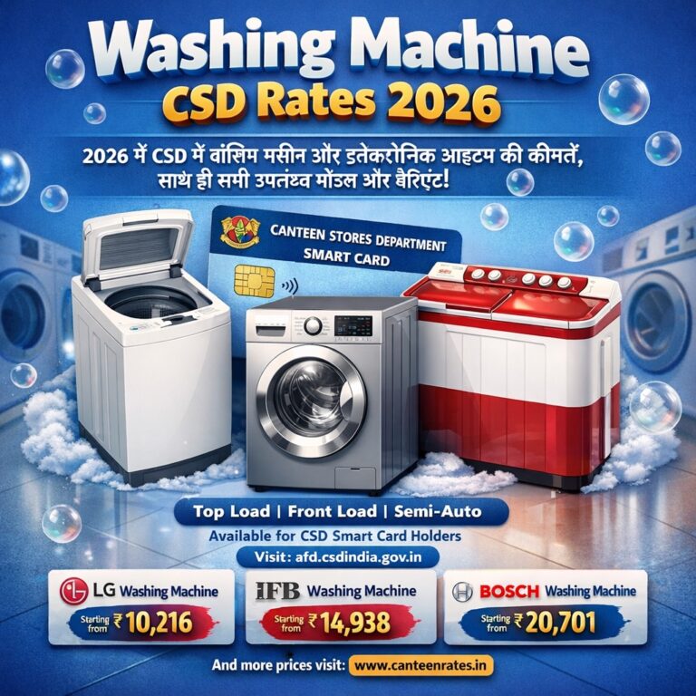 Washing Machine CSD Rates 2026 | Top Load, Front Load and Semi-Auto ...